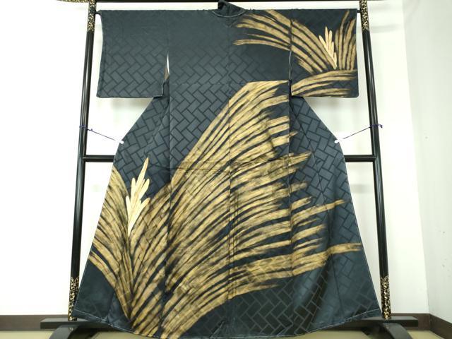 平和屋着物●訪問着　手描き　若松葉　金彩　正絹　逸品　DAAQ3271ps