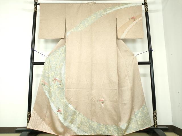 平和屋着物●訪問着　絞り　刺繍　吉祥花文　金彩　正絹　逸品　DAAQ3277ps