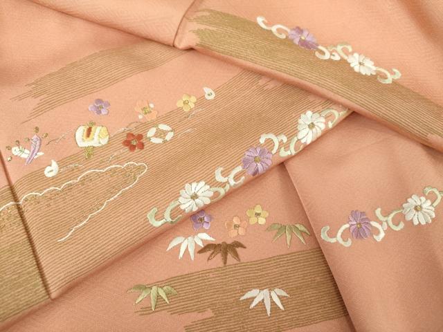 平和屋着物●訪問着　刺繍　宝尽くし花文　金彩　正絹　逸品　DAAQ3286ps