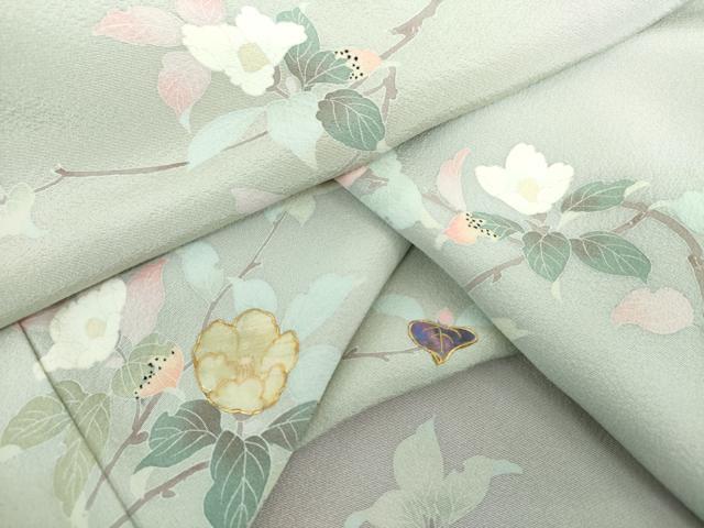 平和屋着物●訪問着　螺鈿　枝花文　暈し染め　金彩　正絹　逸品　DAAQ3291ps