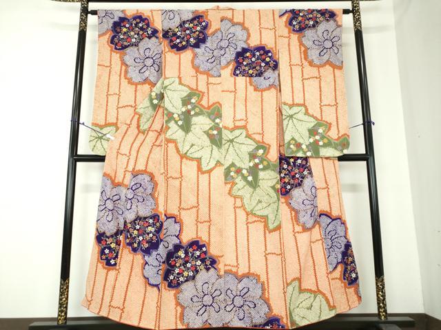 平和屋着物●小振袖　二尺袖　駒刺繍　絞り　舞桜楓　金糸　正絹　逸品　DAAQ3296ps