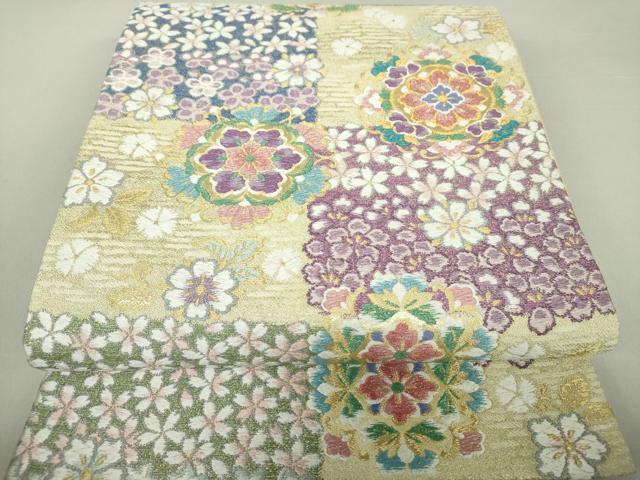 平和屋着物●六通柄袋帯　唐織　正倉院花文　金糸　正絹　逸品　DAAQ3301ps