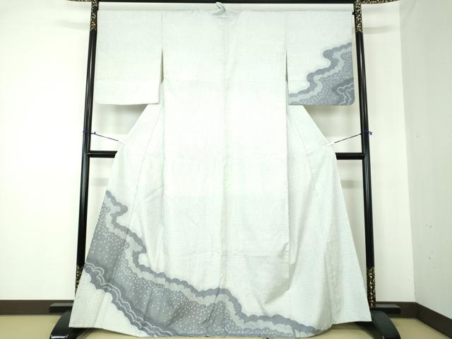 平和屋着物●訪問着　紬地　杢目絞り　雲取り　正絹　逸品　DAAQ3327ps