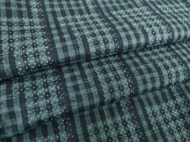 平和屋着物●上質な紬　格子間道　正絹　逸品　DAAQ3360ps