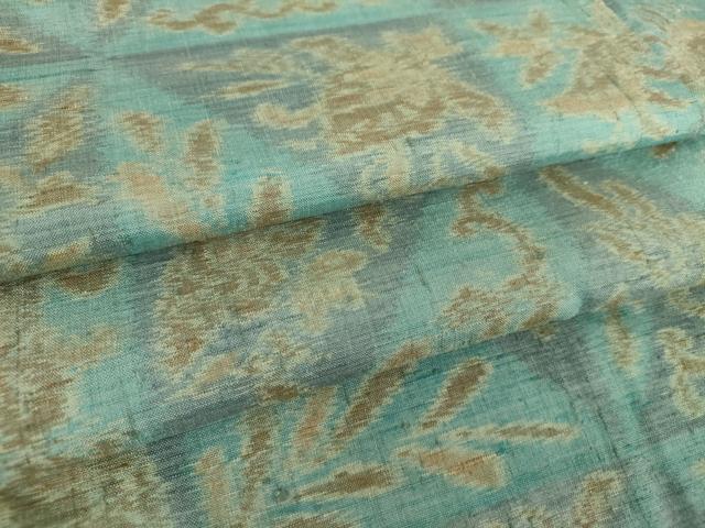 平和屋着物●小千谷紬　草花文　正絹　逸品　DAAQ3361ps