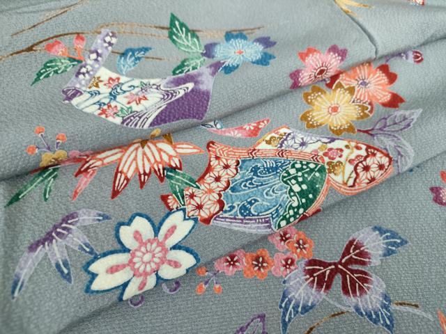 平和屋着物●上質な小紋　型染　立波冊子花絵巻　正絹　逸品　未使用　DAAQ3373ps