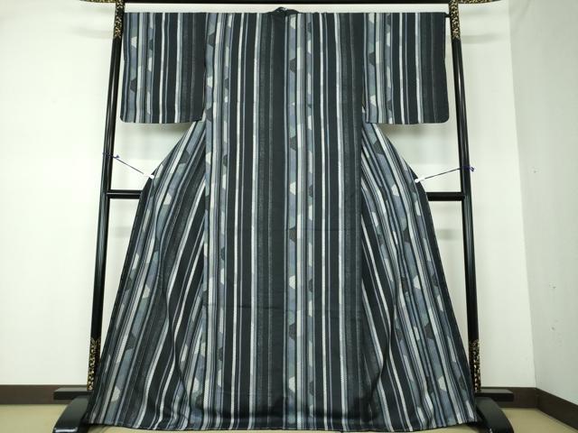 平和屋着物●上質な小紋　紬地　変わり間道　正絹　逸品　未使用　DAAQ3472ps