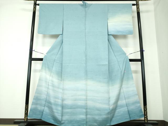 平和屋着物●石川県指定無形文化財　牛首紬　白山工房　手織り　訪問着　霞文　正絹　逸品　DAAQ3496ps