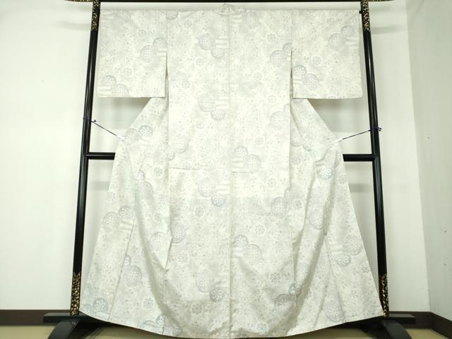 平和屋着物●本場大島紬　白大島　源氏車花文　正絹　逸品　DAAQ3513ps