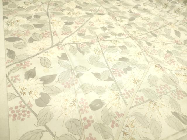 平和屋着物▽本場染大島紬 単衣 枝花文 正絹 逸品 DAAQ3562az