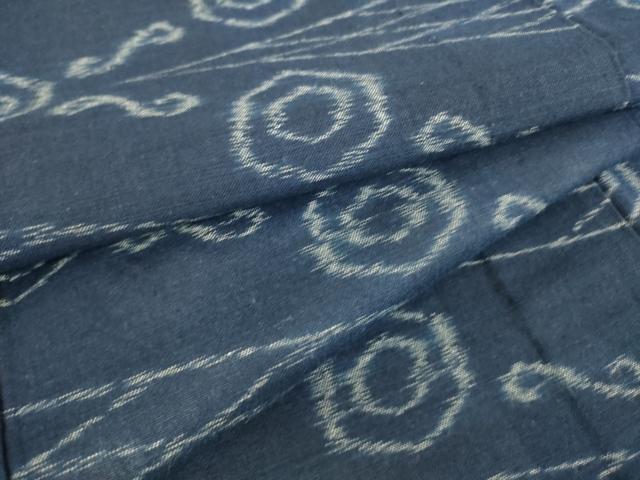 平和屋着物▽久留米絣　単衣　綿　幾何学文　逸品　DAAQ3585az