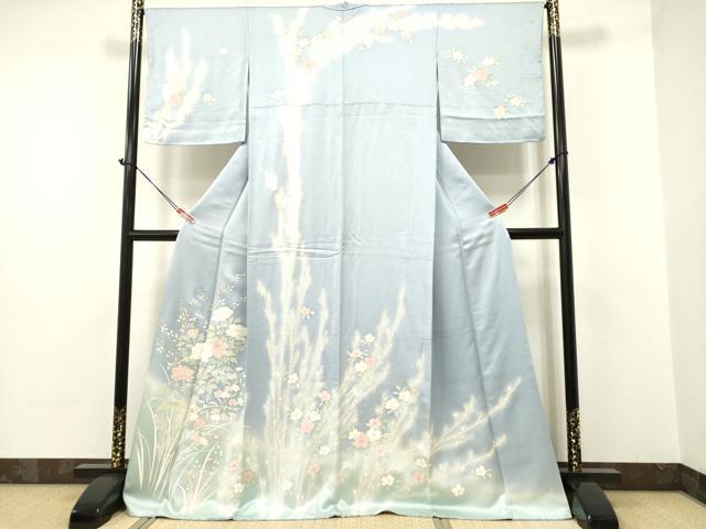 平和屋着物●訪問着　草花文　暈し染め　金彩　正絹　逸品　DAAR0117yyy