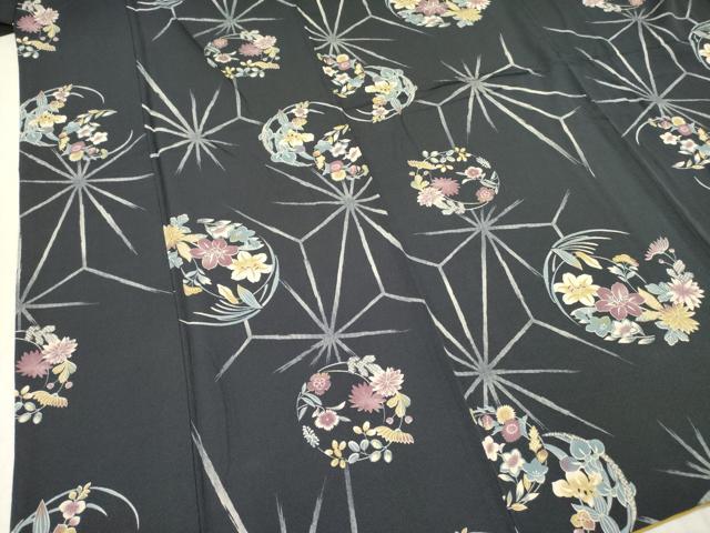 平和屋着物●上質な小紋　麻の葉花丸文　正絹　逸品　DAAR0118yyy