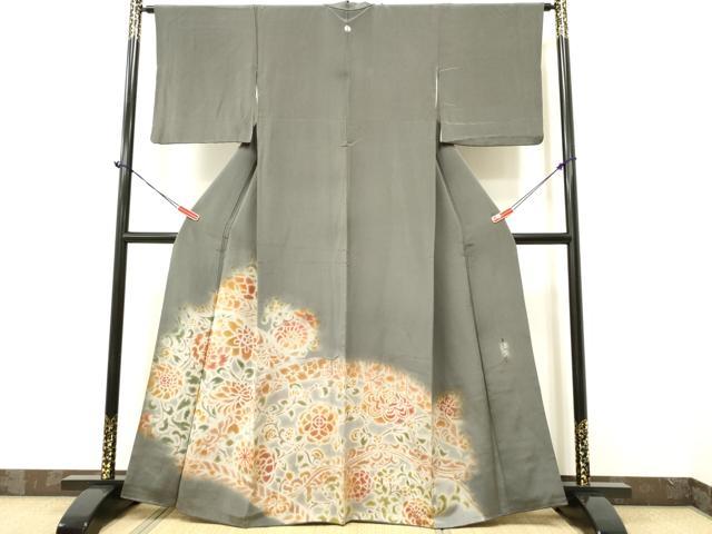 平和屋着物●内田陽一郎　色留袖　夾纈　花唐草文　正絹　逸品　DAAR0119yyy