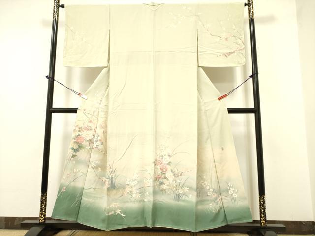 平和屋着物●十日町友禅作家　松雨　訪問着　楽器花文　暈し染め　金彩　正絹　逸品　DAAR0124yyy