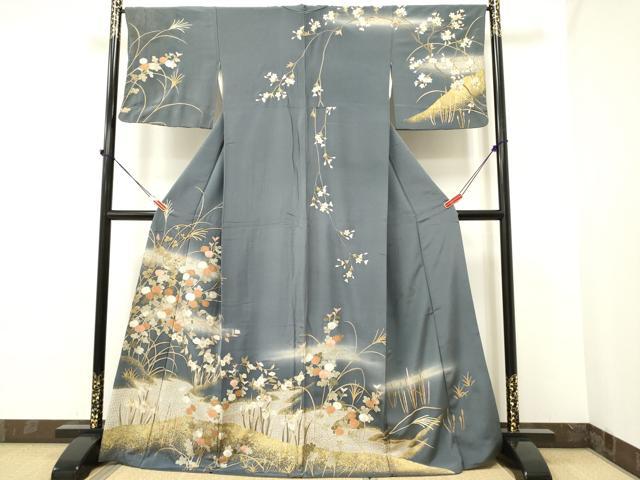 平和屋着物○中国三大刺繍 スワトウ刺繍 汕頭刺繍 訪問着 草花文