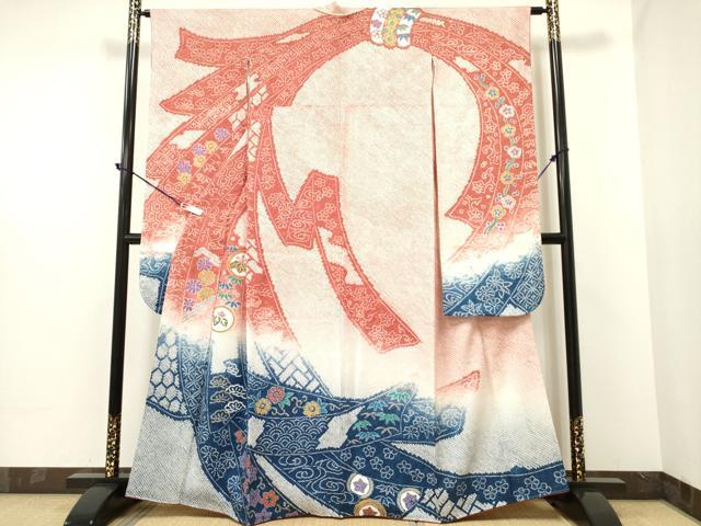 平和屋着物●豪華振袖　総絞り　吉祥束ね熨斗花文　金銀彩　正絹　逸品　DAAR0154yyy