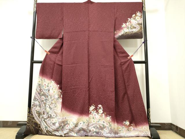 平和屋着物●訪問着　辻が花　暈し染め　金彩　銀通し地　正絹　逸品　DAAR0156yyy