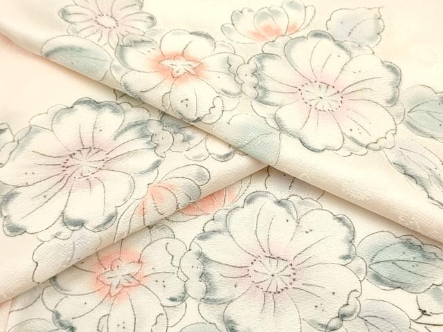 平和屋着物●上質な小紋　地紋起こし　手描き　辻が花　ロング丈　反端付き　正絹　逸品　DAAR0157yyy