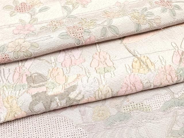 平和屋着物●中国三大刺繍　スワトウ刺繍　汕頭刺繍　総刺繍　訪問着　人物花文　暈し染め　反端付き　正絹　逸品　DAAR0162yyy