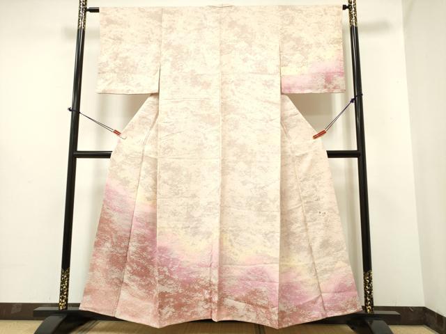 平和屋着物●日展作家　山本唯与志　レリーフ染　訪問着　霞シルエット　正絹　逸品　DAAR0168yyy