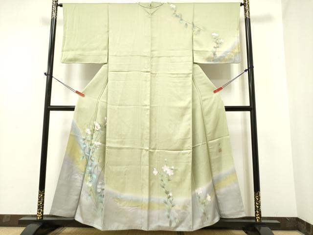 平和屋着物●訪問着　作家物　草花文　暈し染め　金銀彩　正絹　逸品　DAAR0169yyy