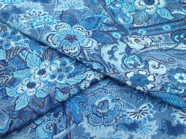 平和屋着物●上質な小紋　更紗花文　鬼しぼ縮緬　正絹　逸品　DAAR0173yyy