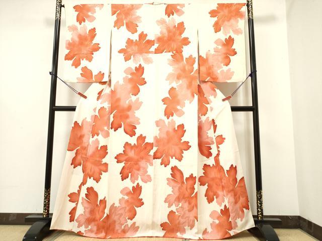 平和屋着物●上質な小紋　地紋起こし　舞花文　正絹　逸品　DAAR0174yyy