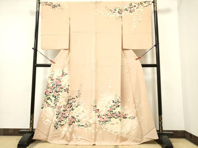 平和屋着物●訪問着　友禅　枝花文　暈し染め　正絹　逸品　DAAR0214yyy