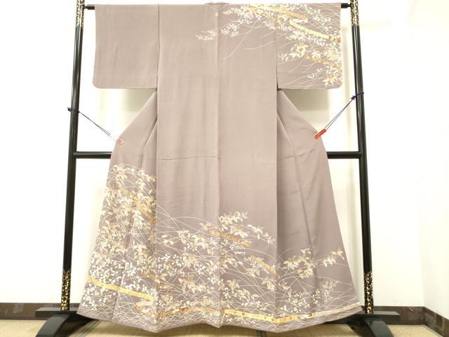 平和屋着物●訪問着　駒刺繍　楽器草花文　金彩　鬼しぼ縮緬　正絹　逸品　DAAR0238yyy