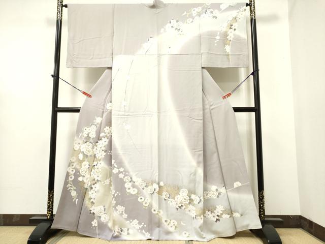 平和屋着物●訪問着　駒刺繍　草花文　暈し染め　金彩　松坂屋扱い　正絹　逸品　DAAR0241yyy