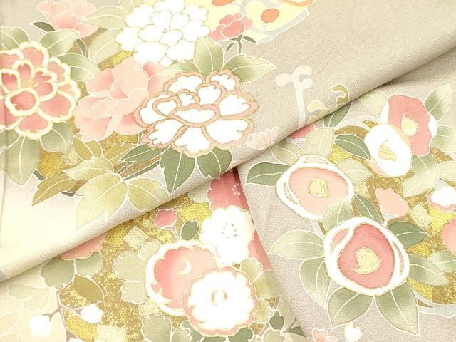 平和屋着物●訪問着　駒刺繍　市松花文　暈し染め　金銀彩　正絹　逸品　AABD0912ck 平和屋着物○訪問着 駒刺繍 市松花文 暈し染め 金銀彩