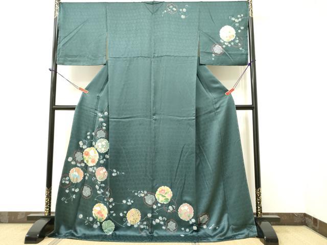 平和屋着物●訪問着　雪輪花文　金彩　ロング丈　正絹　逸品　未使用　DAAR0319yyy