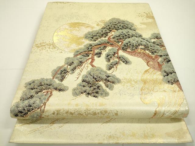 平和屋着物●六通柄袋帯　老松　月　金銀糸　引箔　正絹　逸品　DAAR0674fe