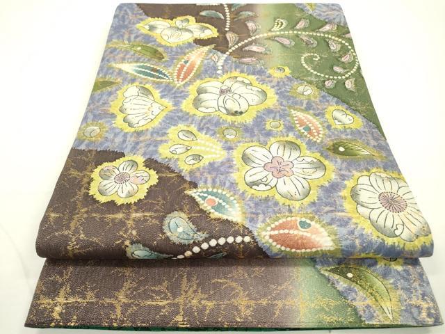 平和屋着物●両面　六通柄袋帯　辻が花　金銀糸　正絹　逸品　DAAR0686fe