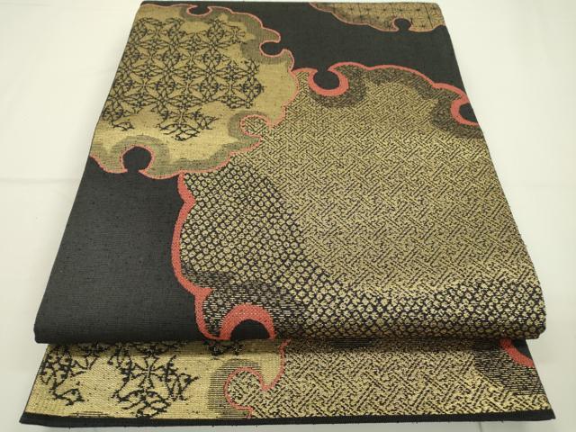 平和屋着物●六通柄袋帯　紬地　吉祥雪輪文　金糸　正絹　逸品　DAAR0712fe