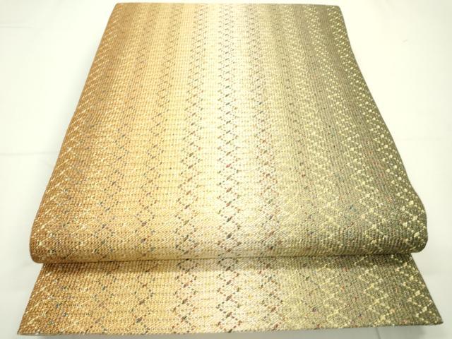 平和屋着物●両面　全通柄袋帯　組織　菱間道　金糸　正絹　逸品　DAAR0724fe