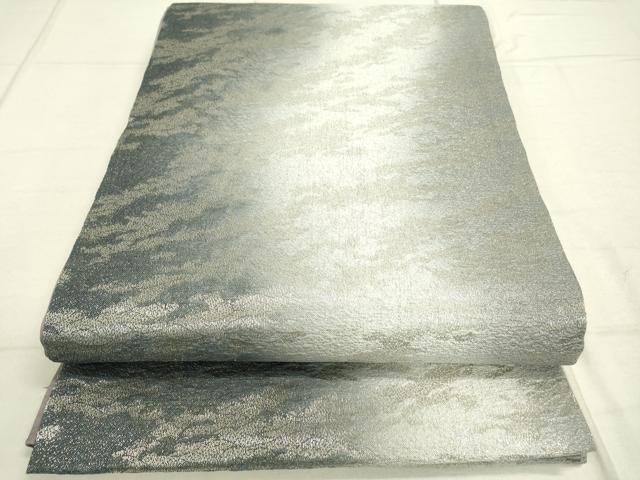 平和屋着物●全通柄袋帯　霞文　銀糸　正絹　逸品　DAAR0777fe