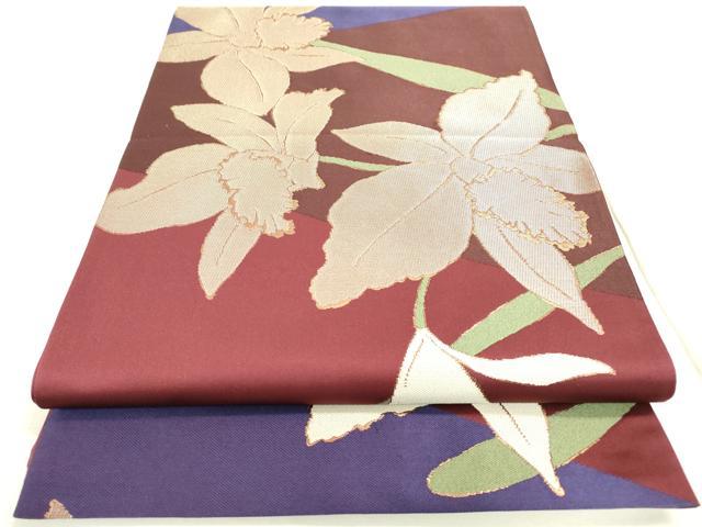 平和屋着物●世界的人形師　辻村寿三郎　ジュサブロー　六通柄袋帯　草花文　金銀糸　正絹　逸品　DAAR0799fe