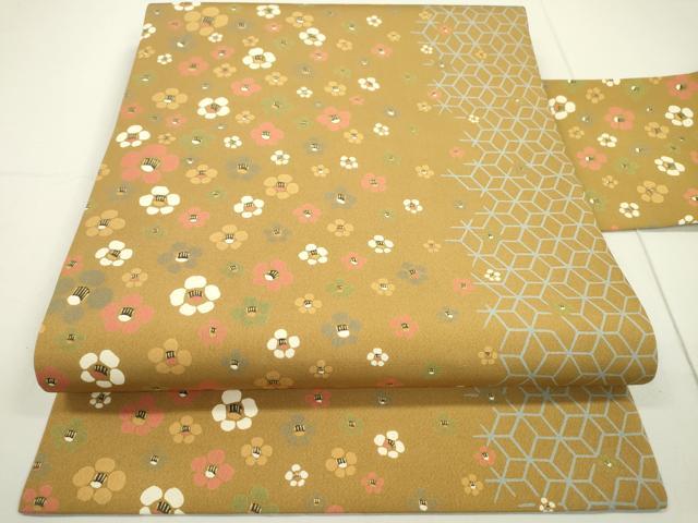 平和屋着物●塩瀬　全通柄九寸名古屋帯　椿　正絹　逸品　DAAR0824fe