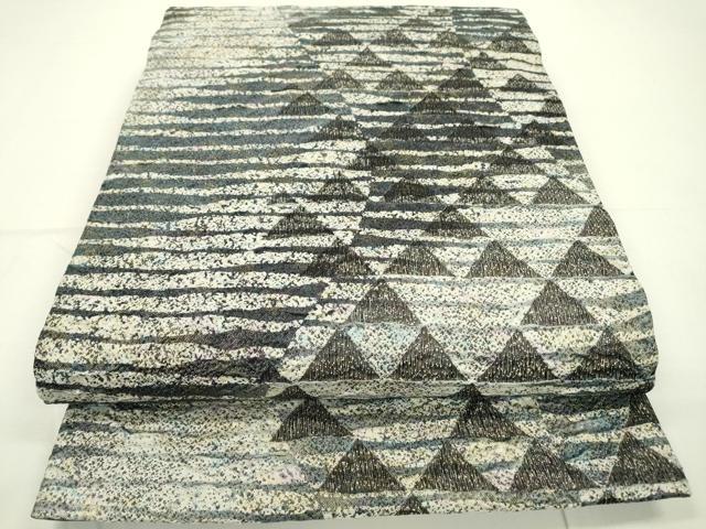 平和屋着物●全通柄袋帯　鱗文　銀糸　正絹　逸品　未使用　DAAR0828fe