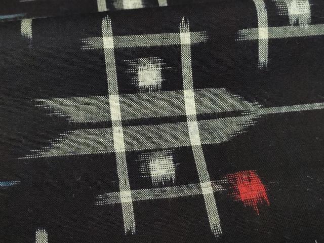 平和屋着物▽久留米絣　単衣　綿　矢絣　正絹　逸品　DAAR1735qp