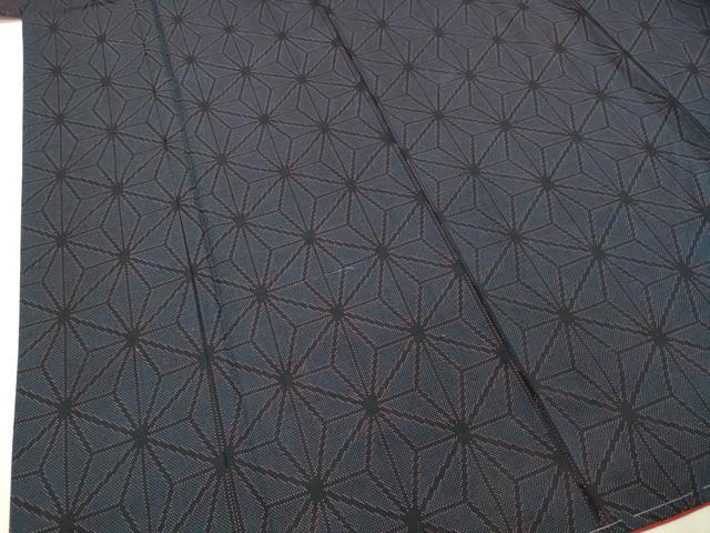 平和屋着物●上質な紬　麻の葉文様  　正絹　逸品　未使用　DAAR4293tw