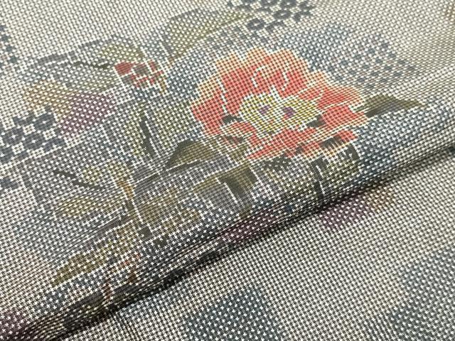 平和屋着物●本場大島紬　7マルキ　草花文　正絹　逸品　DAAR4330tw