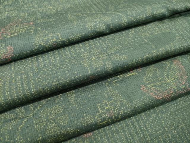 平和屋着物●結城紬　花鳥文　正絹　逸品　未使用　DAAR4343tw