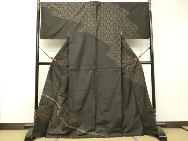 平和屋着物●本場縞大島紬　訪問着　刺繍　流水吉祥花文　正絹　逸品　DAAR4401tw