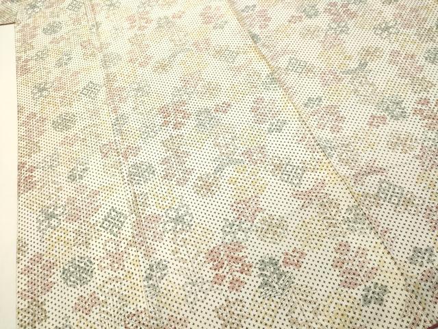 平和屋着物●本場染大島紬　草花文　正絹　逸品　DAAR4504tw