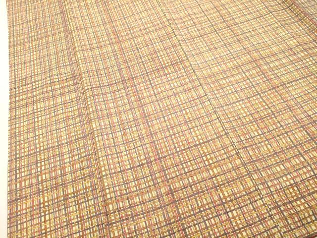 平和屋着物●上質な紬　格子　正絹　逸品　DAAR4505tw