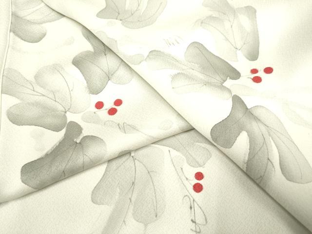 平和屋着物▽上質な小紋　単衣　手描き　葡萄蔦の葉文　正絹　逸品　DAAR5496du