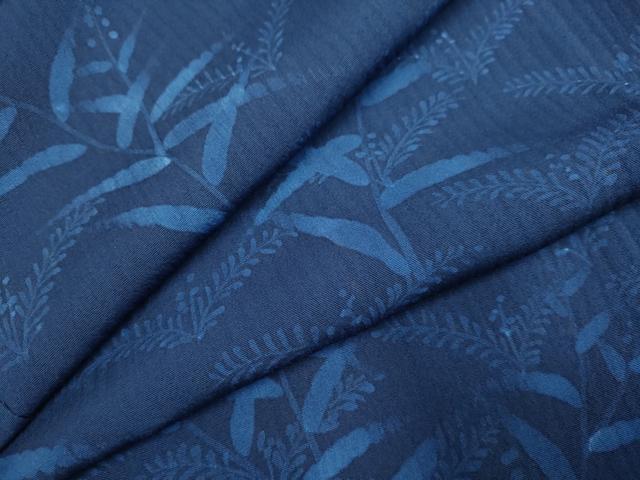 平和屋着物▽上質な小紋　単衣　草葉文　正絹　逸品　DAAR5511du